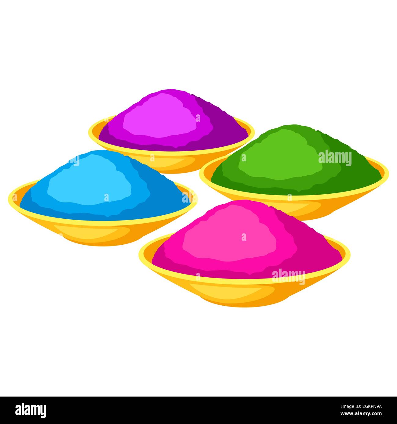 Illustration of plates with colorful powder. Image for Happy Holi Stock ...