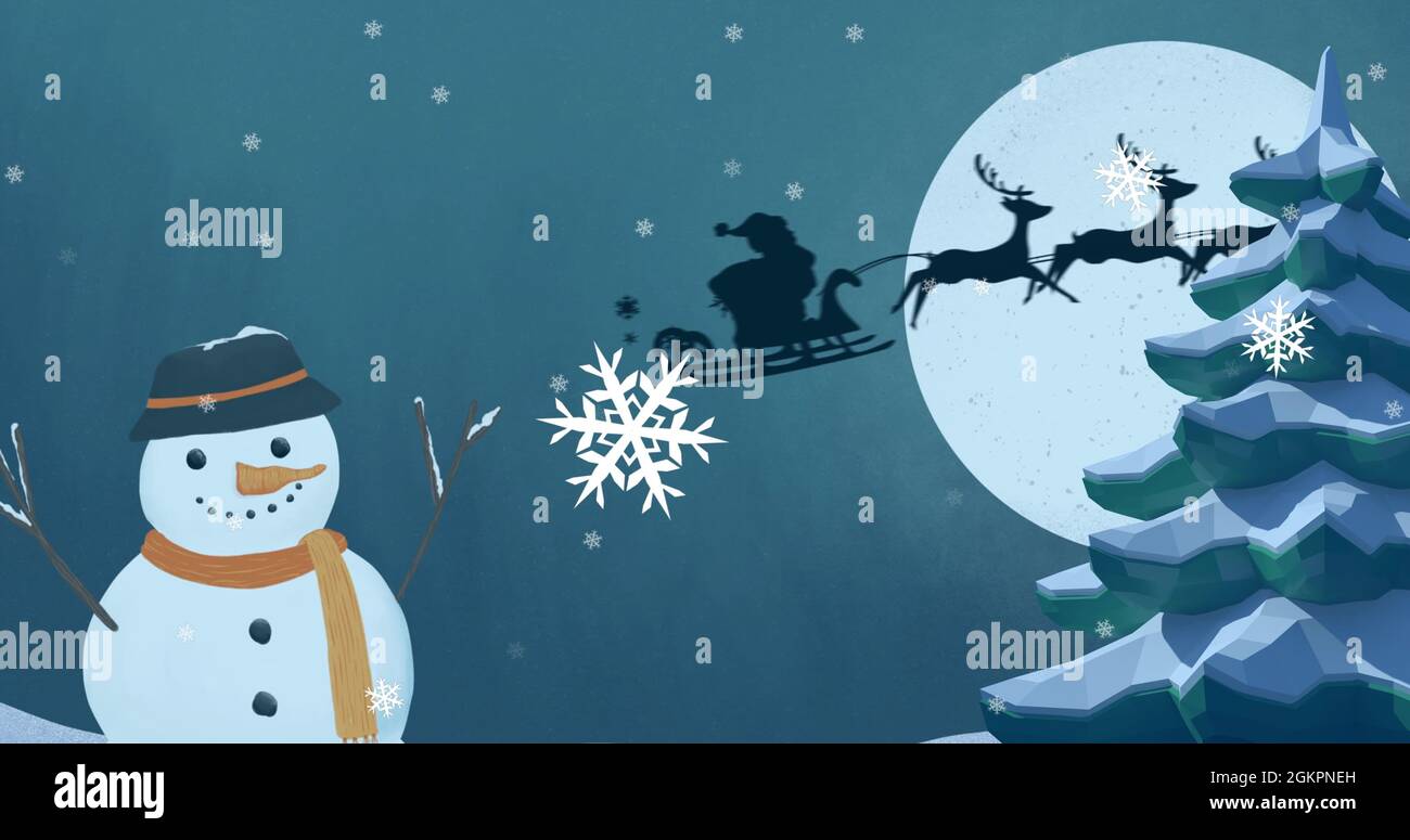 Image of winter scenery with snowman Stock Photo - Alamy