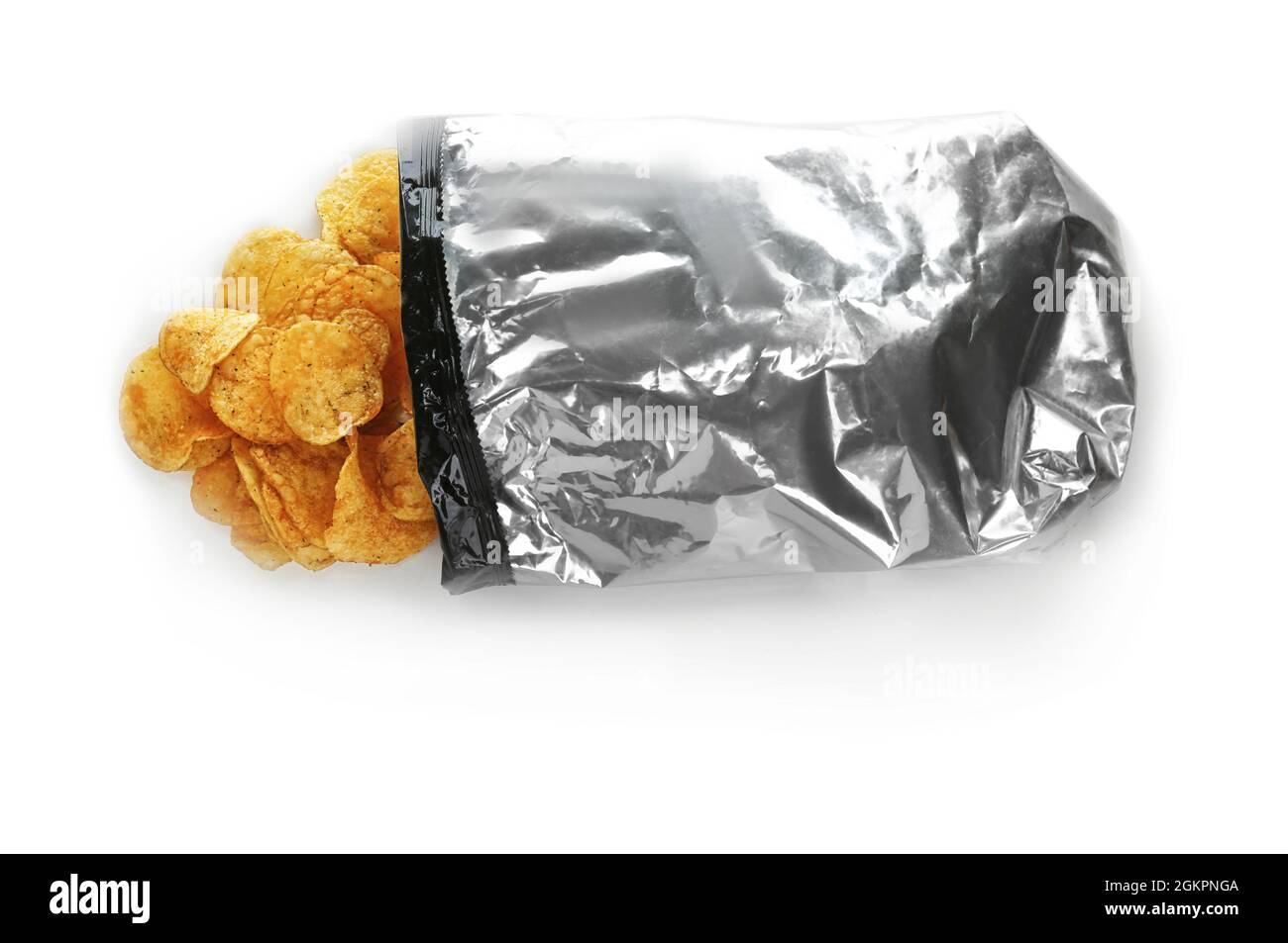 Potato chips in packet on white background Stock Photo - Alamy