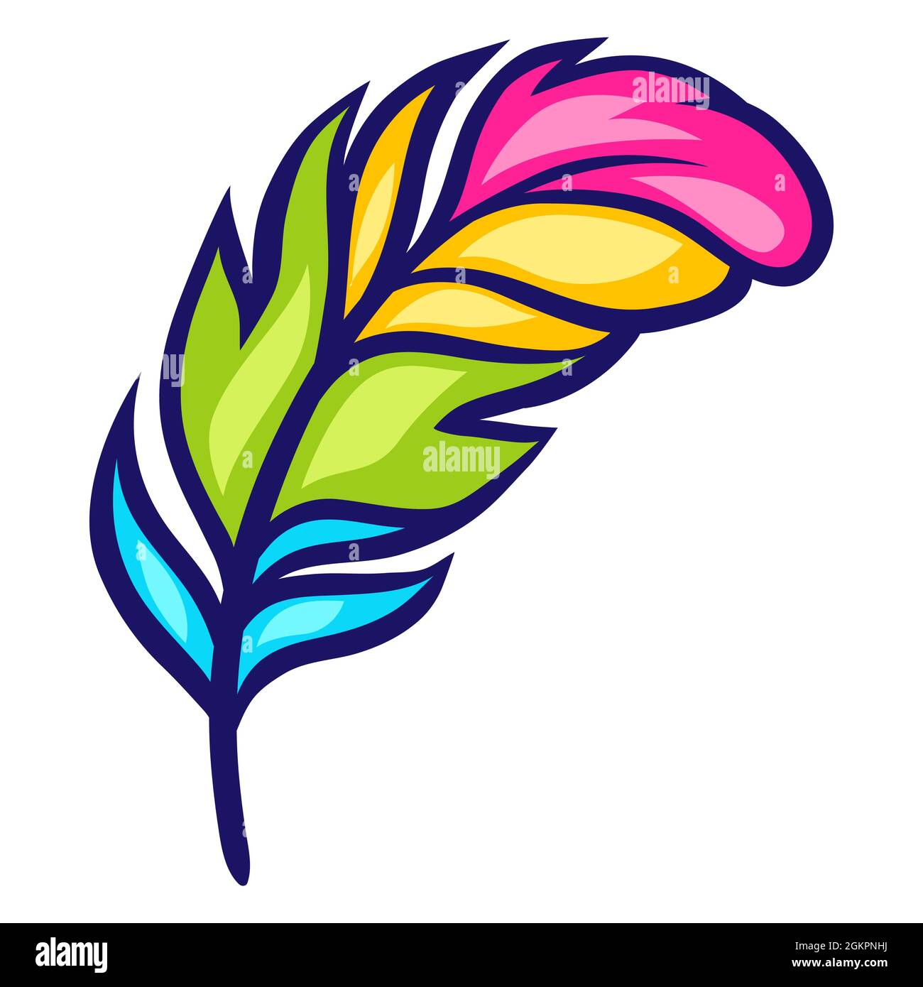 Illustration of feather in cartoon style. Cute funny object Stock ...