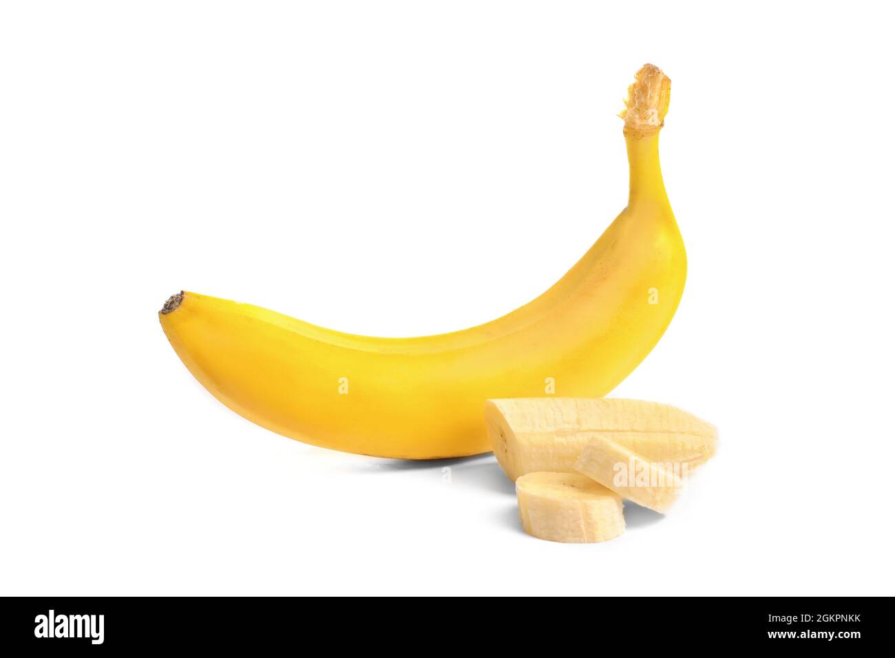Ripe fresh banana on white background Stock Photo - Alamy