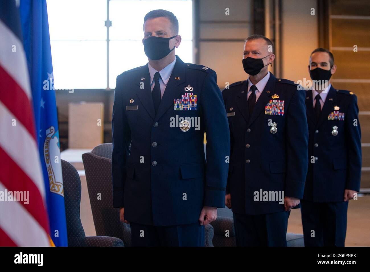 U.S. Air Force Col. Richard Martin, left, 423rd Air Base Group commander, Lt. Col. Brian Mack ...