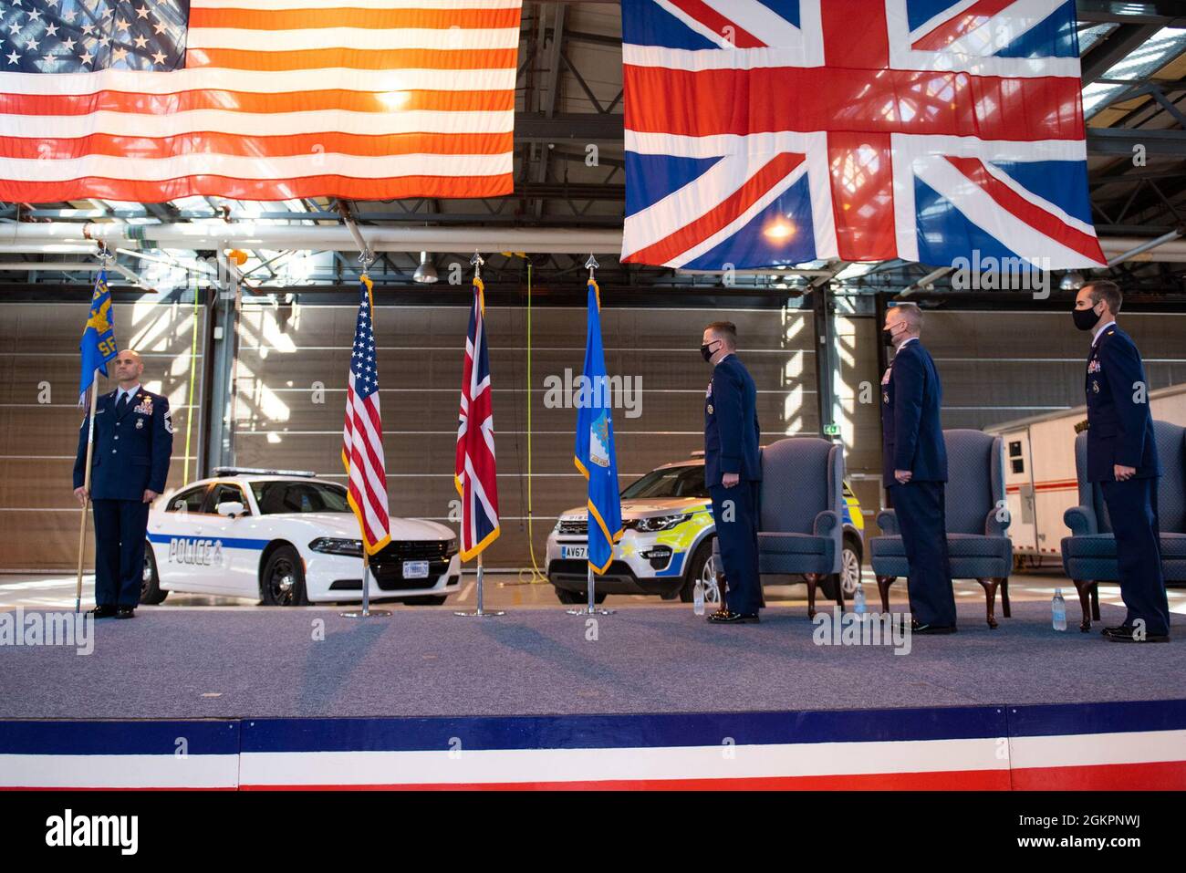 U.S. Air Force Col. Richard Martin, left, 423rd Air Base Group commander, Lt. Col. Brian Mack ...