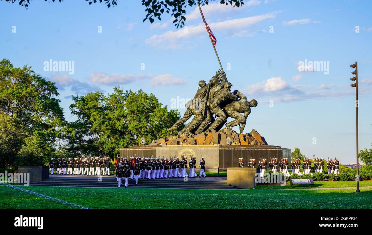 Marines with Marine Barracks Washington march onto the parade deck ...