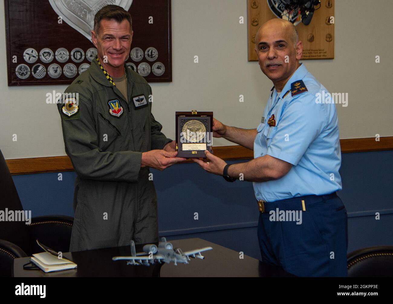 Qatar Emiri Air Force Brig. Gen. Hazza Nasser Al-Shahwani (right ...