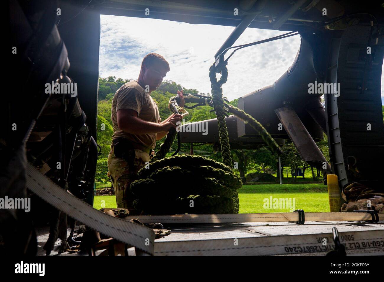 U.S. Army Sgt. John Ervin, a UH-60 Blackhawk helicopter crew chief ...