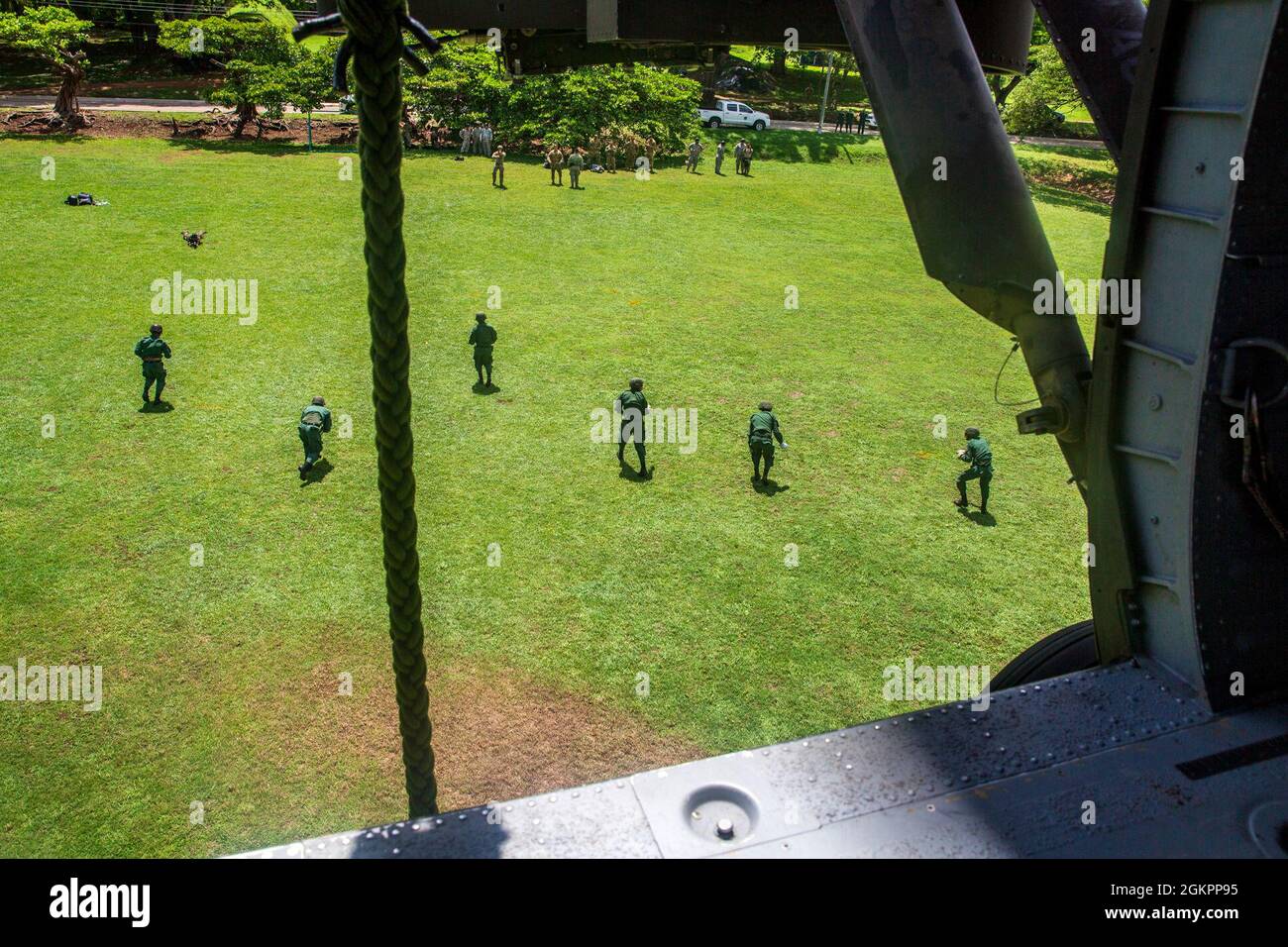 Policemen with the Costa Rican Police Forces provide security around a ...