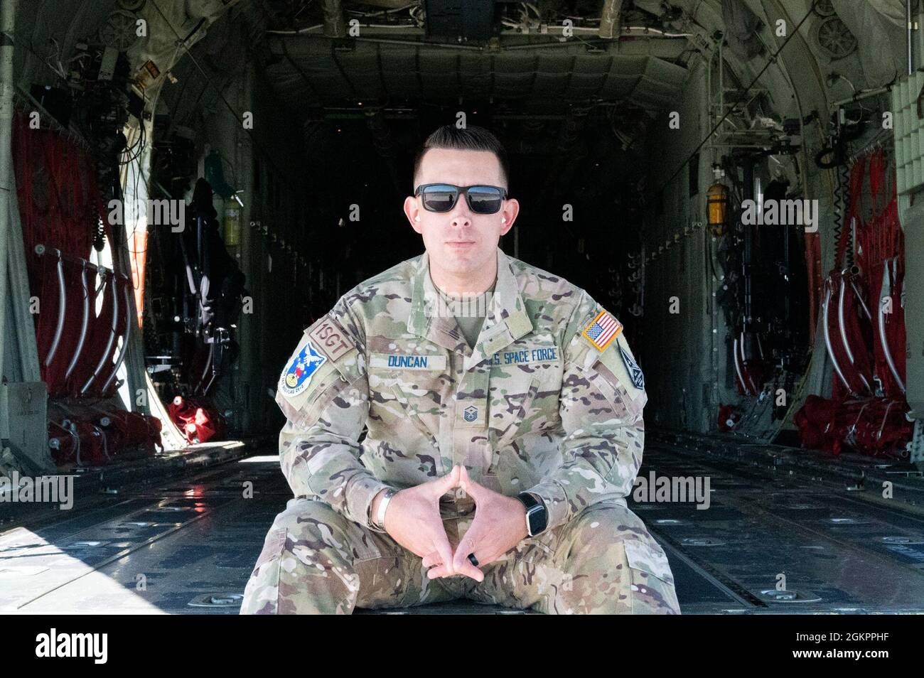 U.S. Space Force Master Sgt. Tyler Duncan poses for the camera at Joint ...