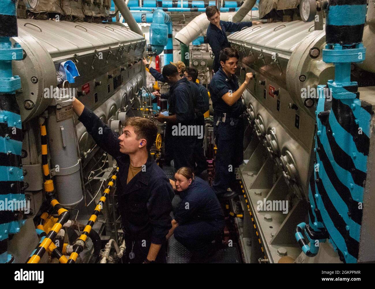 210615-N-IG124-1018 ATLANTIC OCEAN (June 15, 2021) Sailors operate an ...