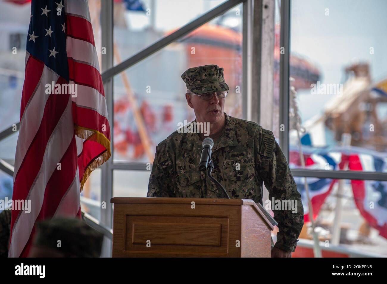 210615-N-KZ419-1132 NAVAL SUPPORT ACTIVITY BAHRAIN (June 15, 2021) Vice Adm. Steven Poulin ...