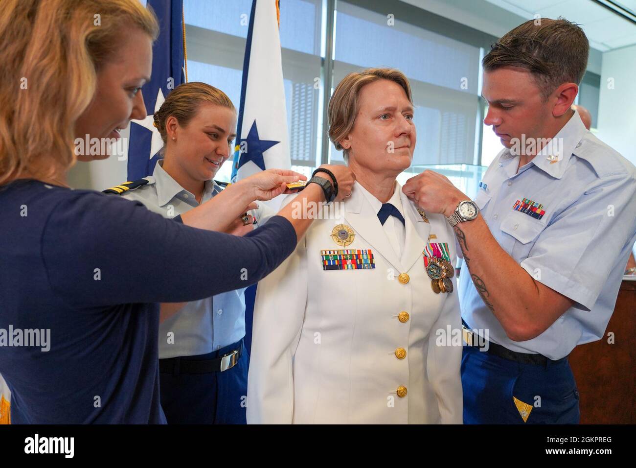 Vice Adm. Linda L. Fagan is promoted to the rank of admiral during a ...