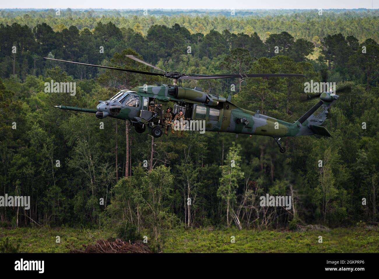 An HH-60G Pave Hawk assigned to the 41st Rescue Squadron takes off from ...