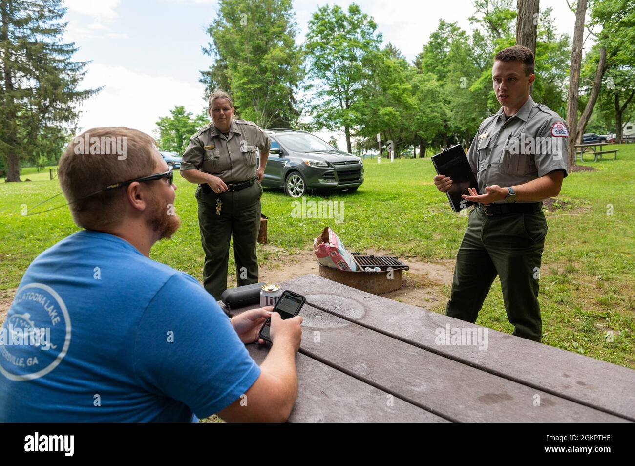 Matthew Balas and Karen Osler, park rangers from the U.S. Army Corps of ...