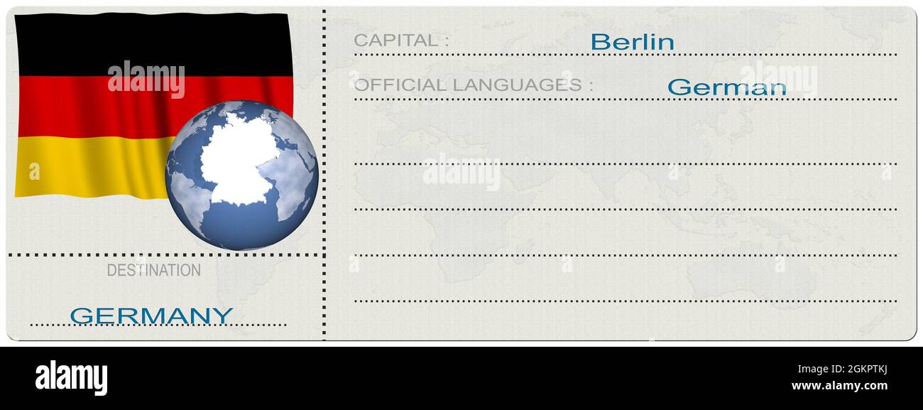 3D illustration. Germany. Destination. Ticket. Boarding pass. Isolated ...