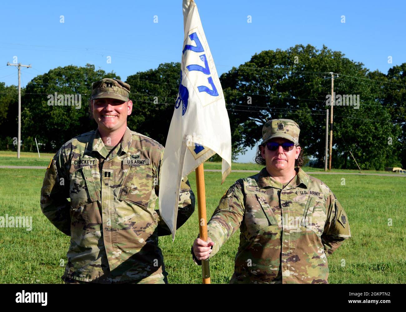 The company commander and first sgt. of Company A, 777th Aviation ...