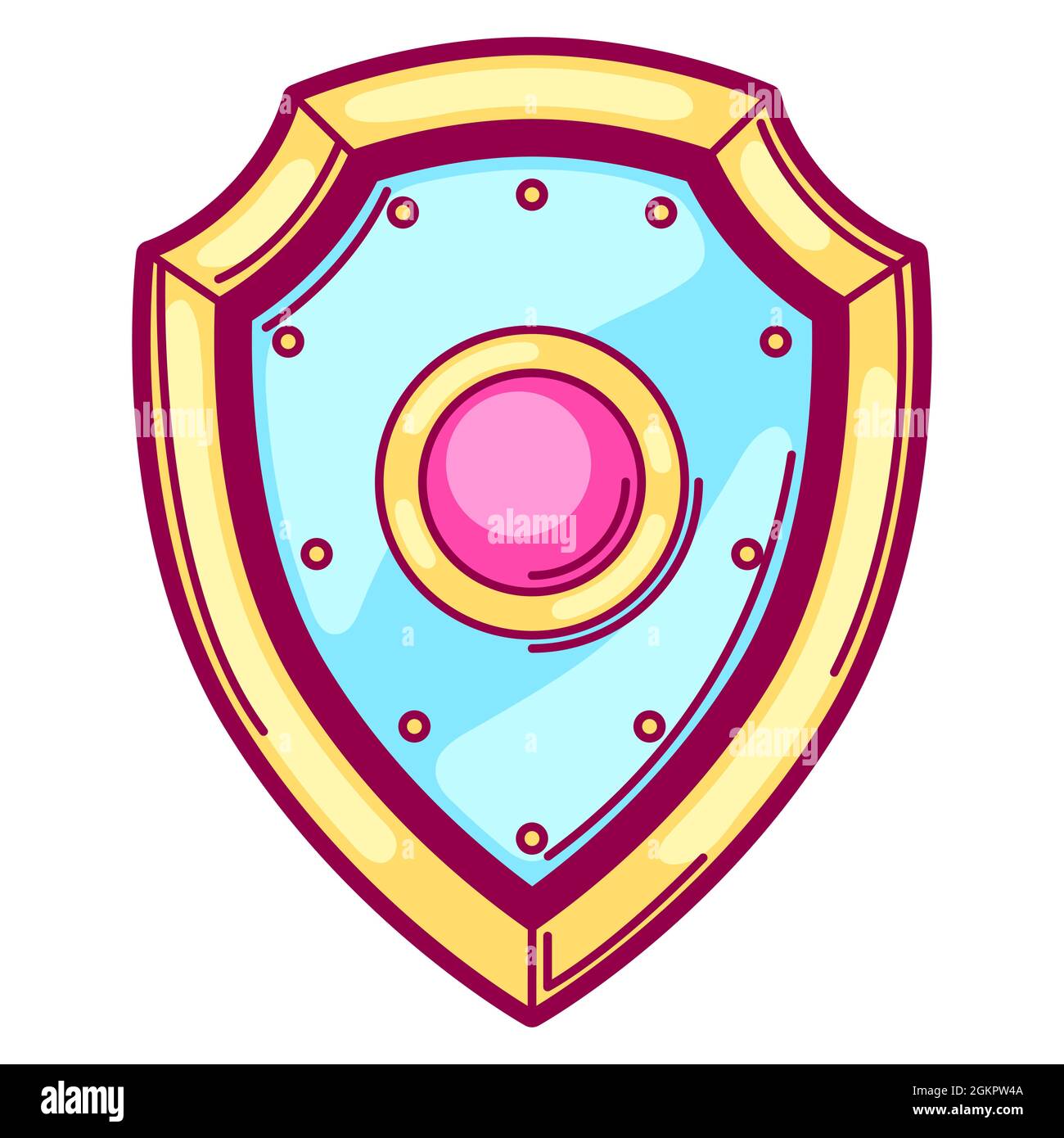 Illustration of shield in cartoon style. Cute funny object Stock Vector ...