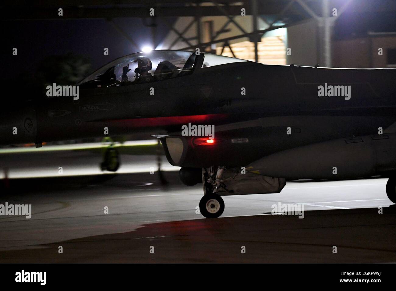 An Air National Guard F-16 Fighting Falcon taxis off the 149th Fighter ...