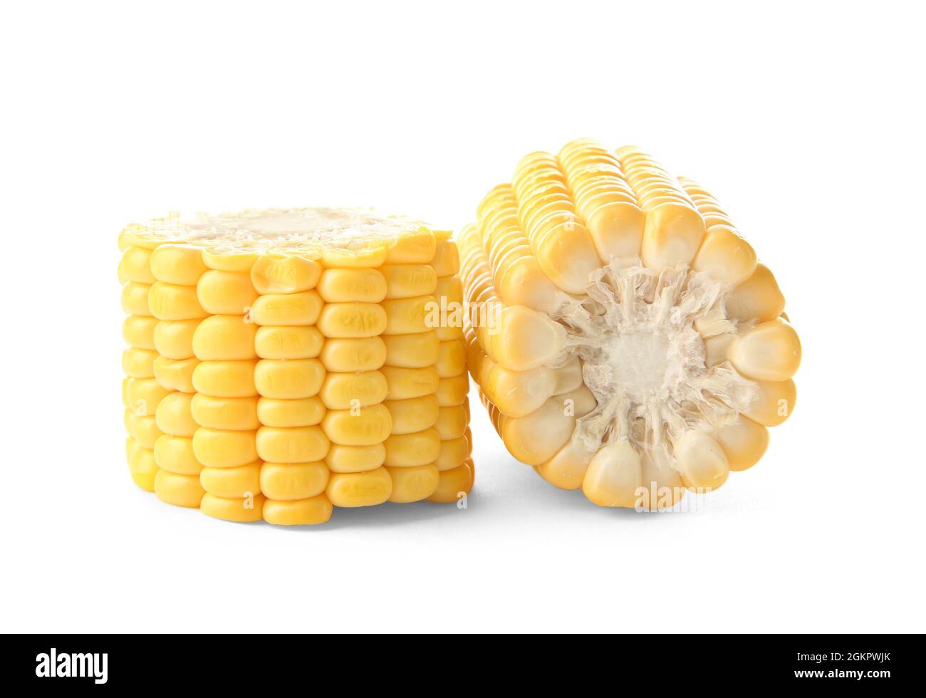 Pieces of fresh corn cob, isolated on white Stock Photo - Alamy