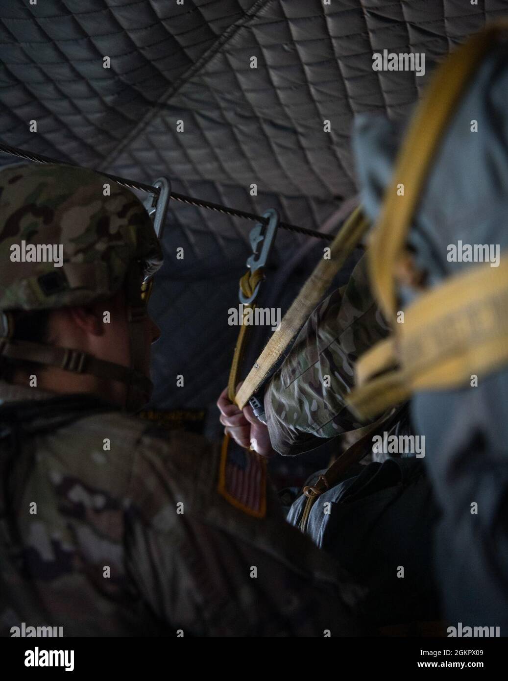 Airmen from the 820th Base Defense Group prepares their static line to ...