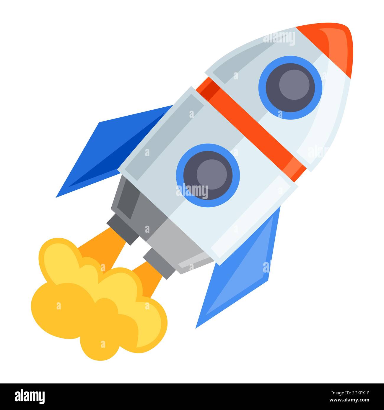 Illustration of rocket. Icon in cartoon style. Image for cards and ...