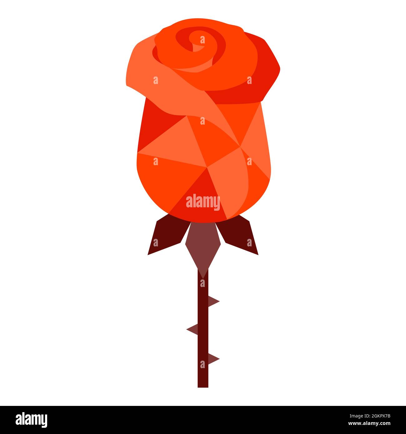 Illustration of rose. Icon in abstract style. Bright color image for ...