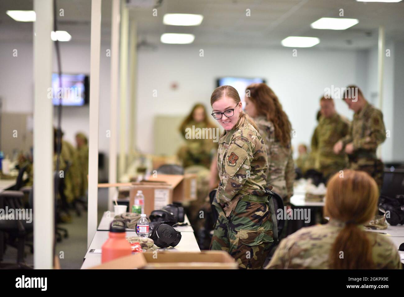 U.S. Air Force Airman First Class Courtney Wood with the 183d Wing’s Force Support Squadron ...