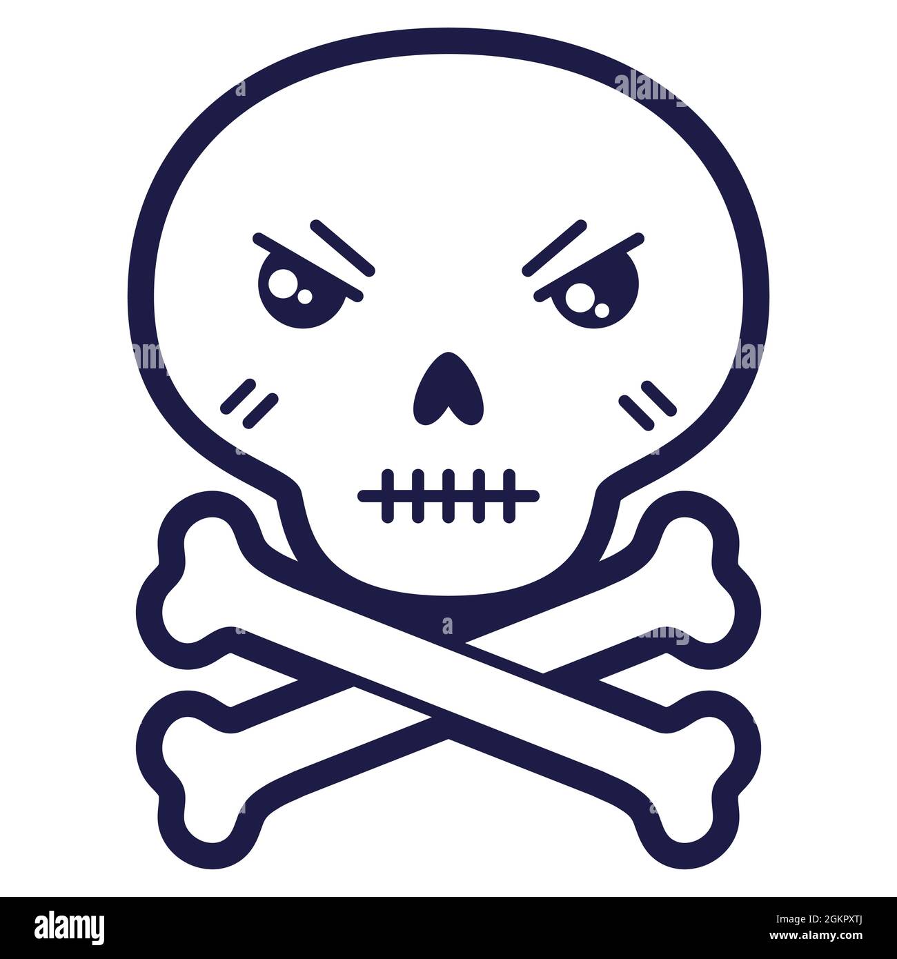 Illustration of skull with bones in cartoon style. Happy Halloween ...