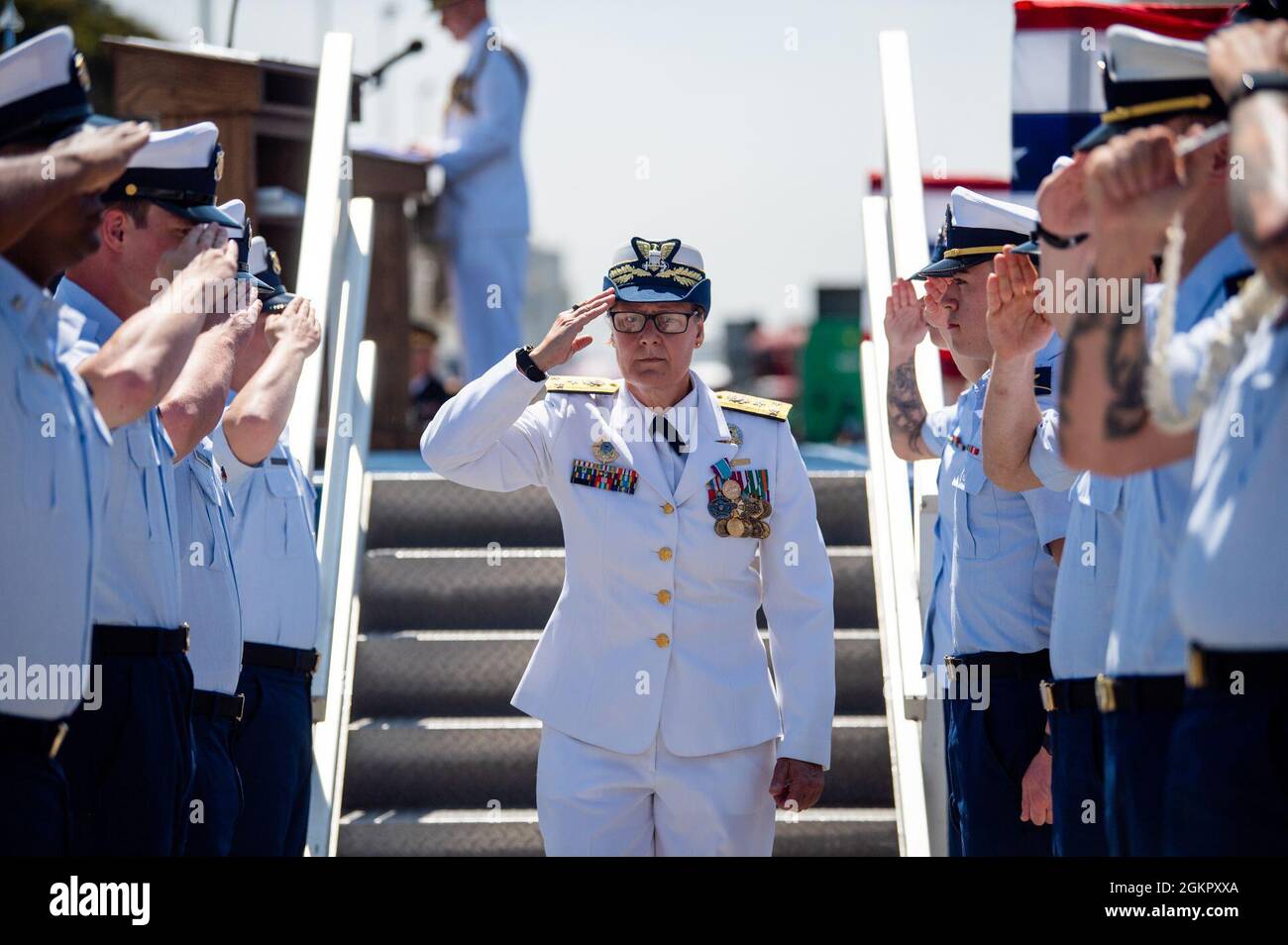Coast Guard Vice Adm. Linda L. Fagan renders honors to Coast Guard ...