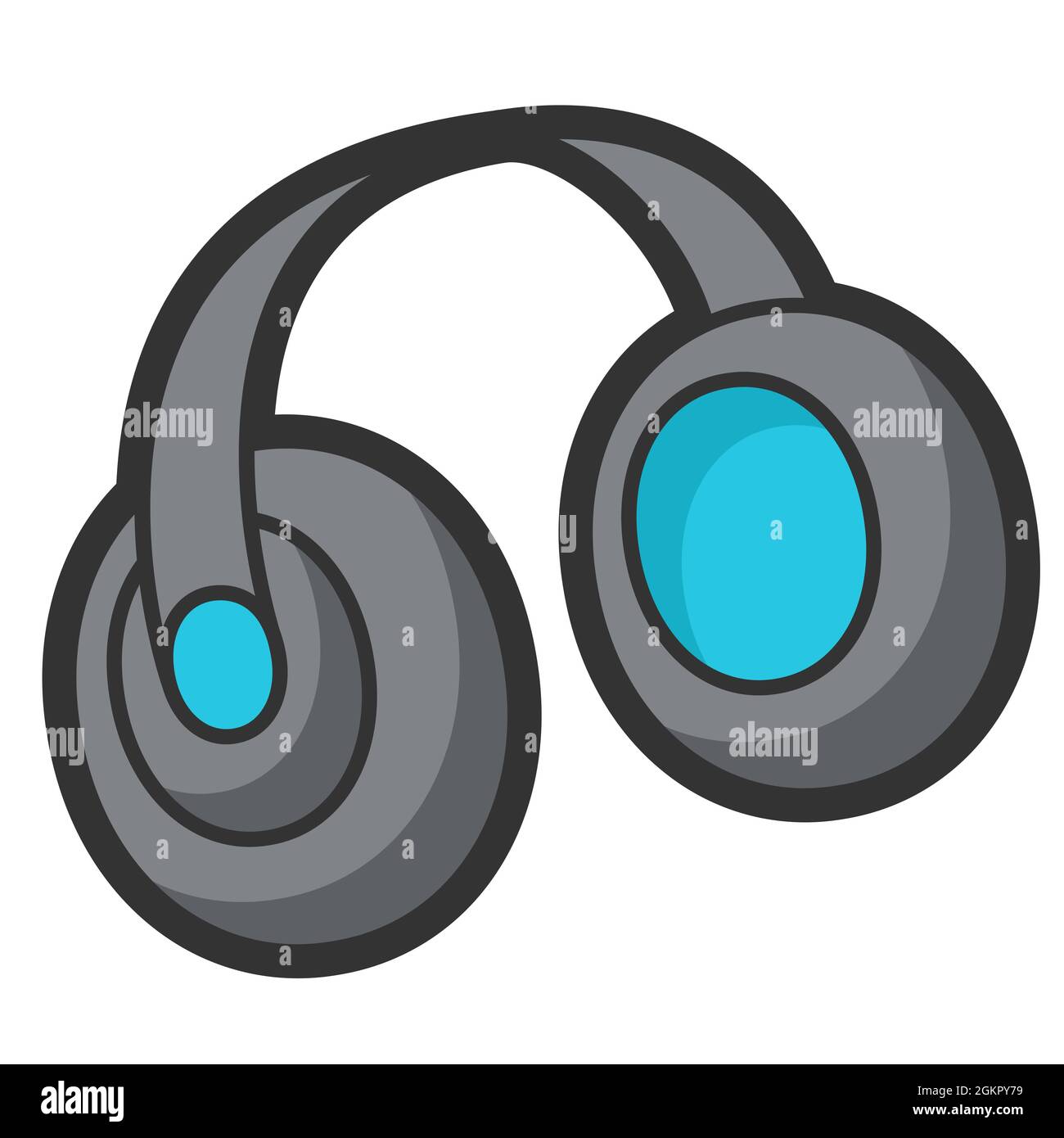 Illustration of headphones in cartoon style. Cute funny object Stock ...