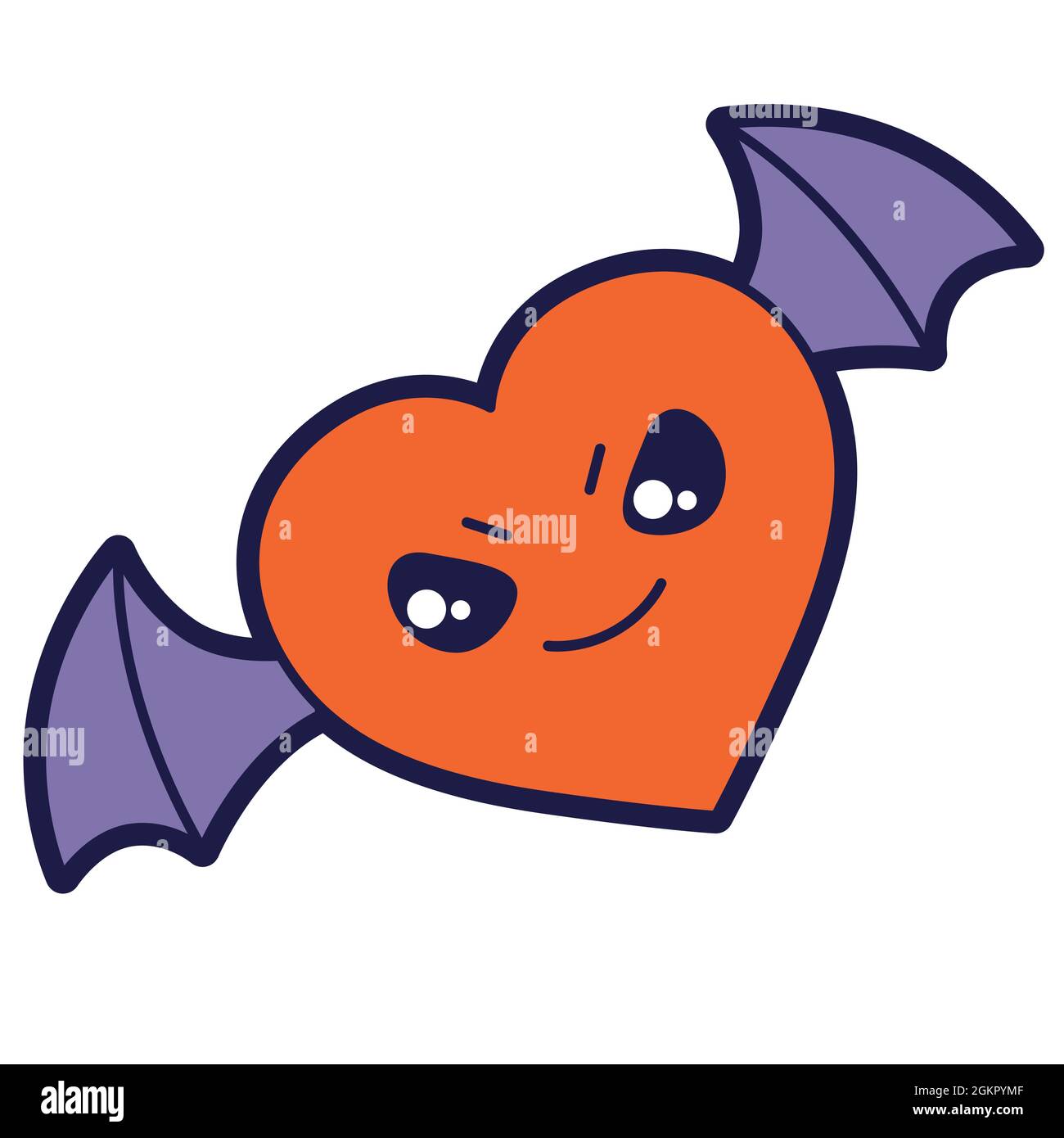 Illustration of bat heart in cartoon style. Happy Halloween angry ...