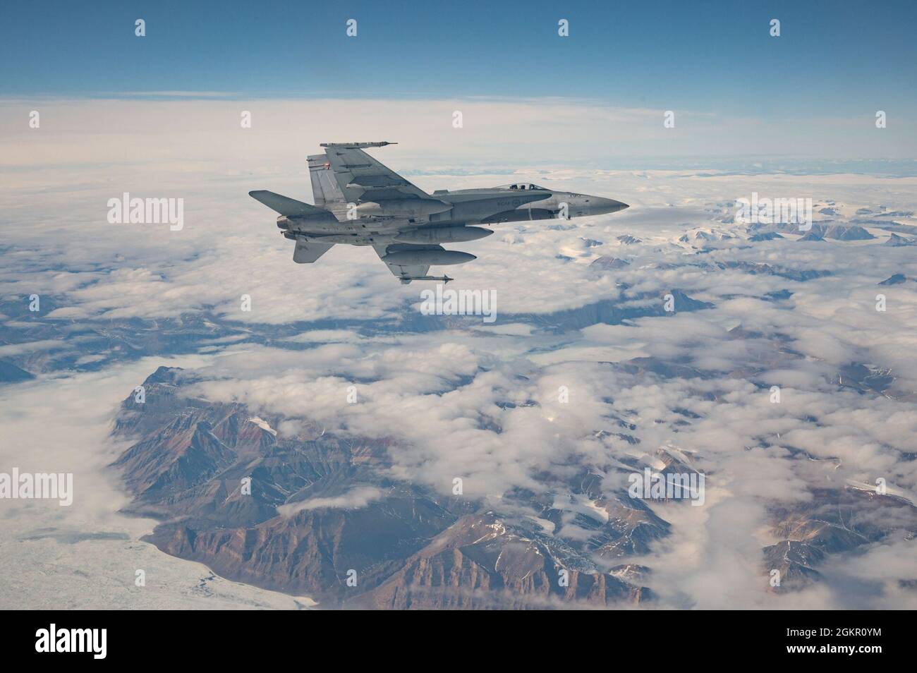 A Royal Canadian Air Force CF-18 Hornet fighter jet conducts a training ...