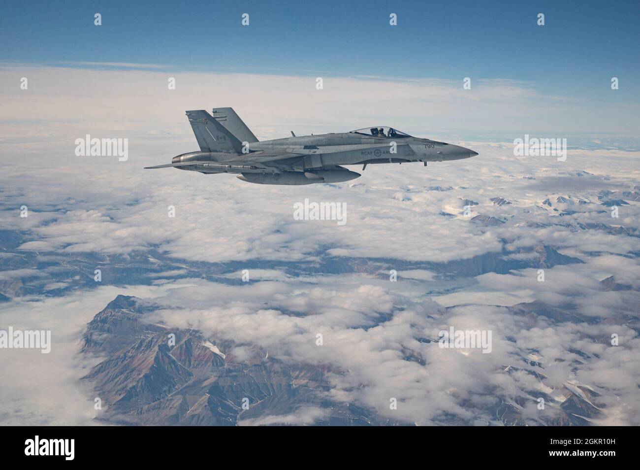 A Royal Canadian Air Force CF-18 Hornet fighter jet conducts a training ...