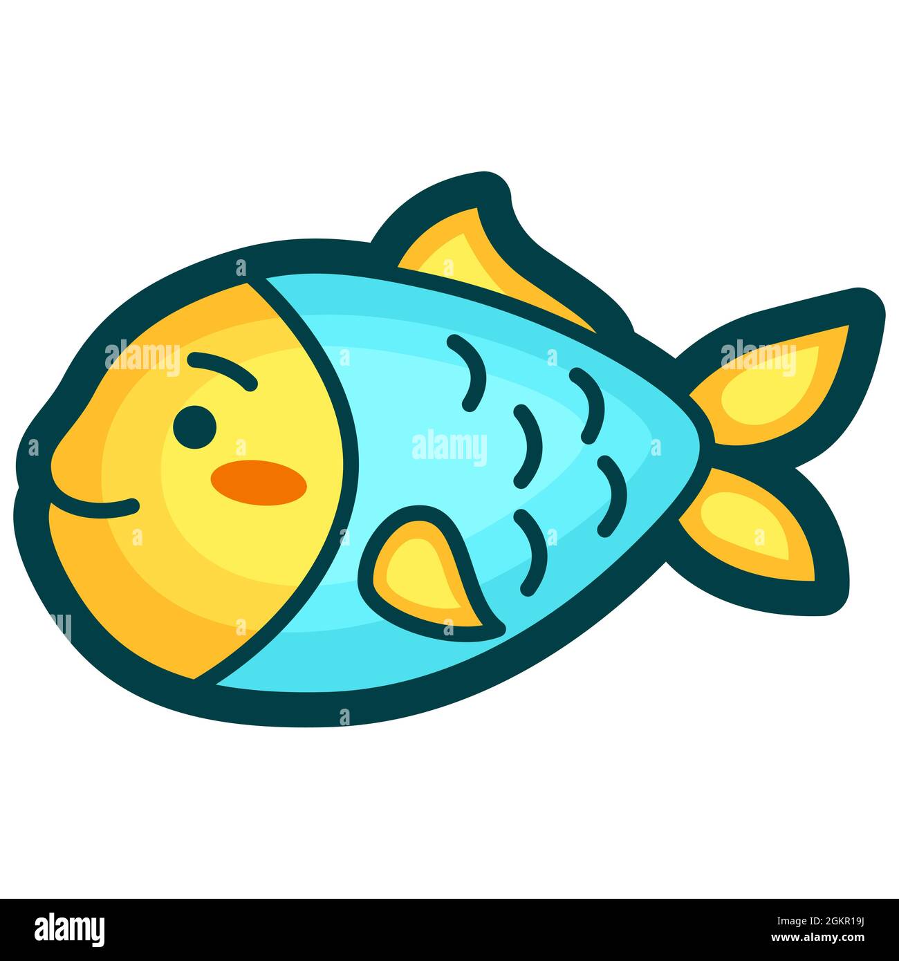Illustration of fish in cartoon style. Cute funny character Stock ...