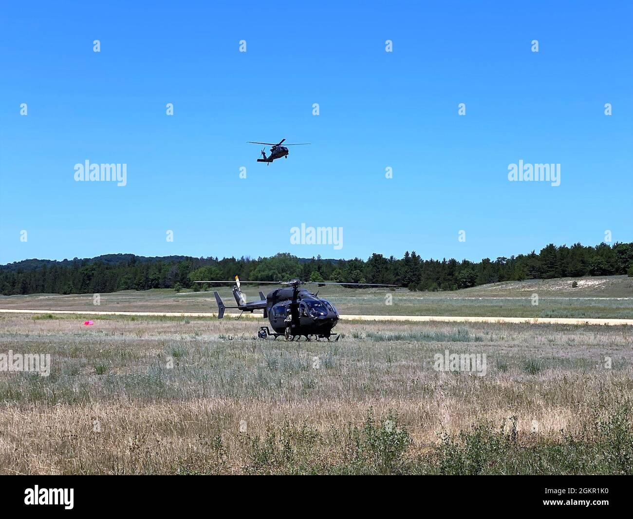 A National Guard helicopter lands at Young Air Assault Strip on June 16 ...