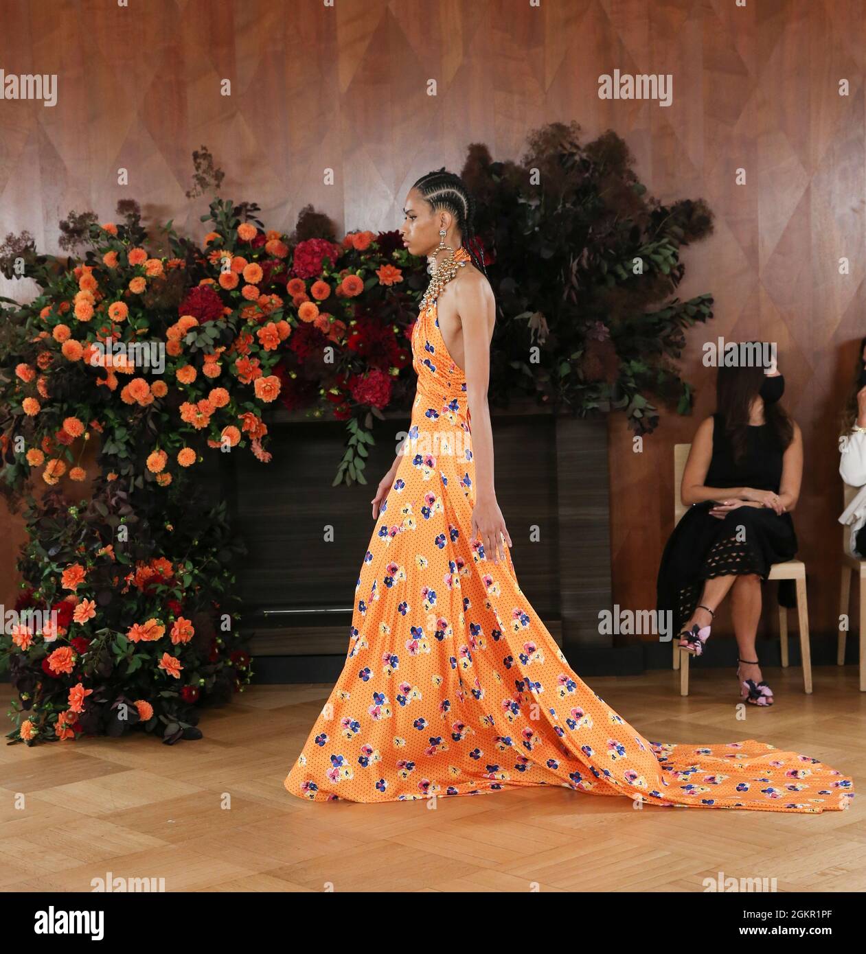 New York, NY - September 8, 2021: Model walks runway for Carolina ...