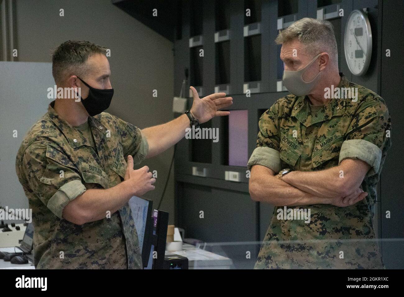 Lt. Col. Alfred Butler, left, 2d Battalion, 2d Marines commanding ...