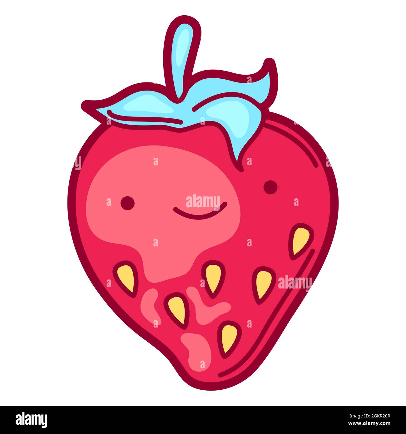 Illustration of strawberry in cartoon style. Cute funny character Stock ...