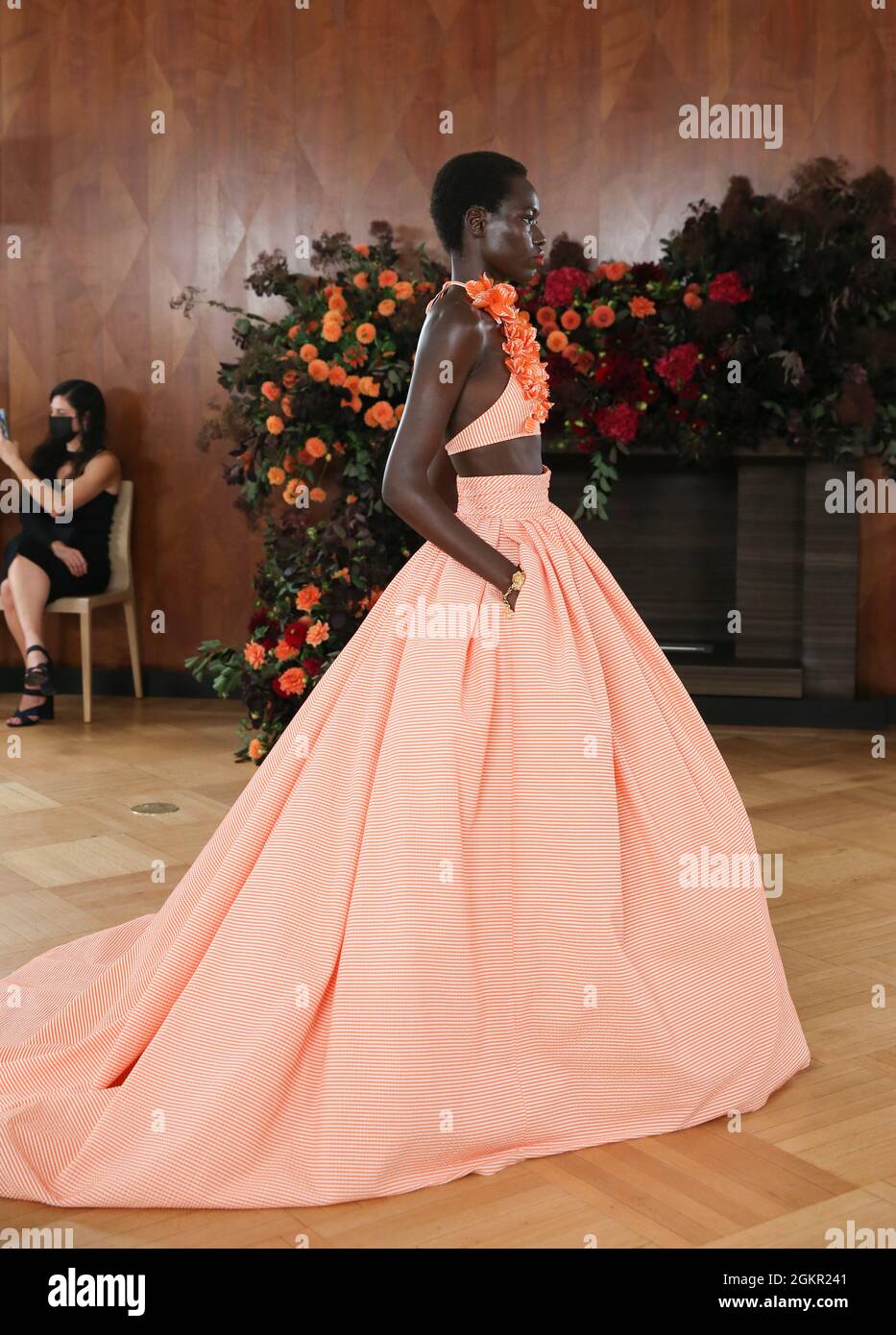 New York, NY - September 8, 2021: Model walks runway for Carolina ...