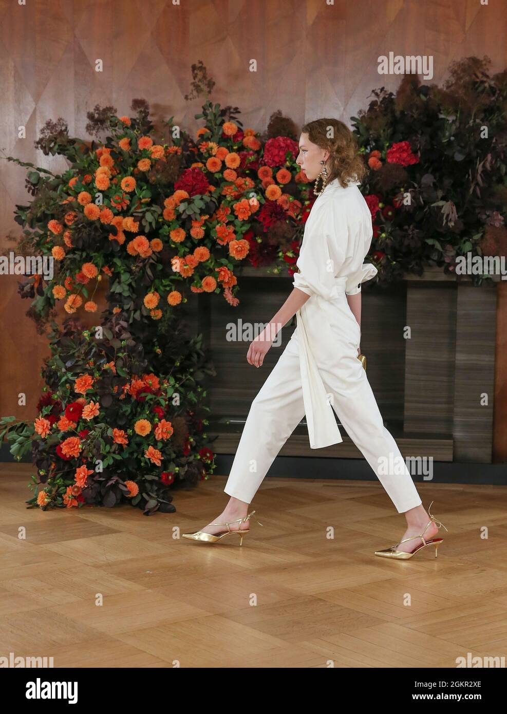 New York, NY - September 8, 2021: Model walks runway for Carolina ...