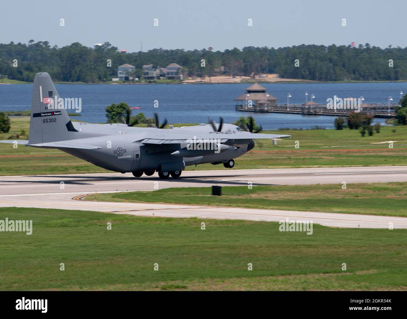 A 53rd Weather Reconnaissance WC-130J aircraft takes off from Keesler ...