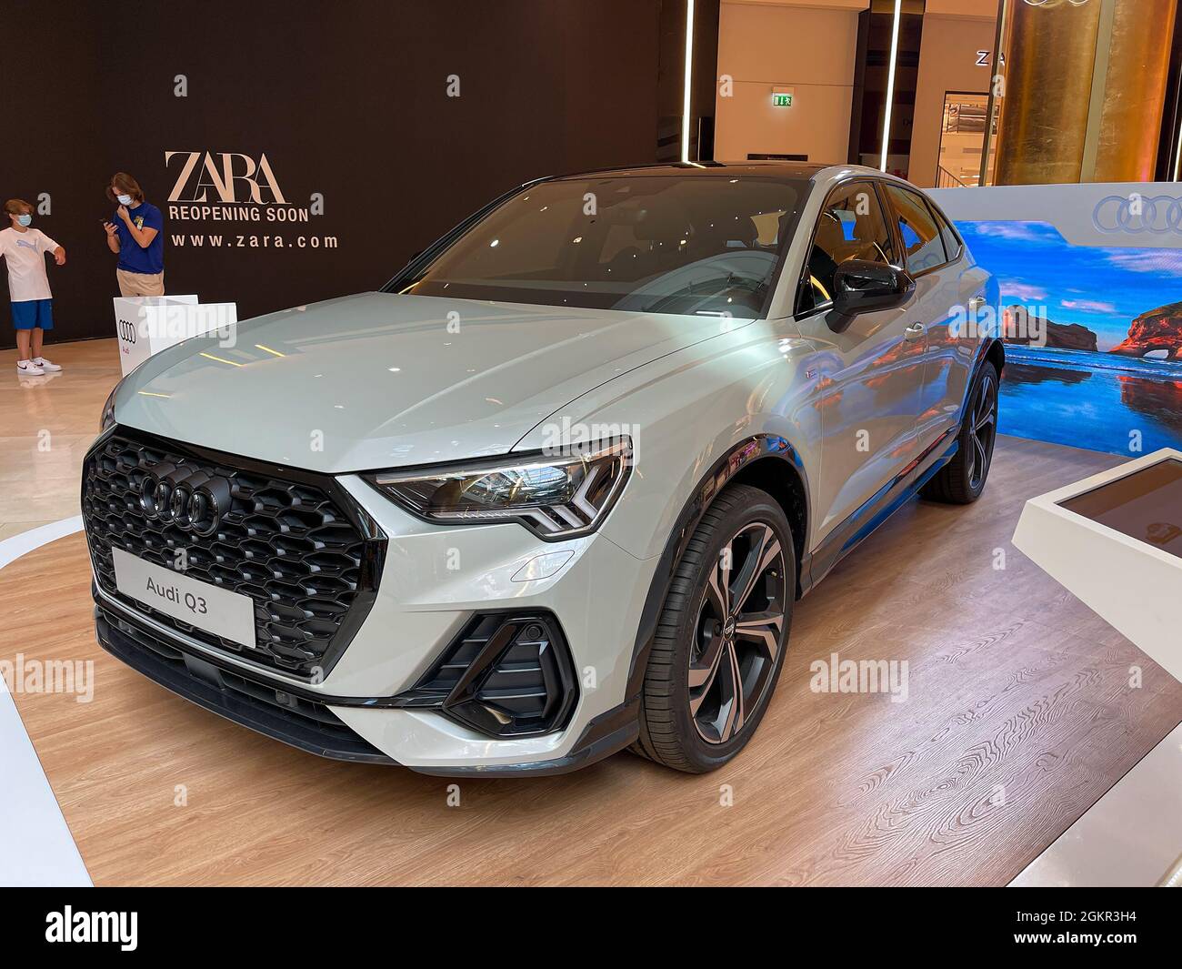 Audi Q3 Sportback 35 TFSI at Athens Golden Hall. Second generation, MQB ...
