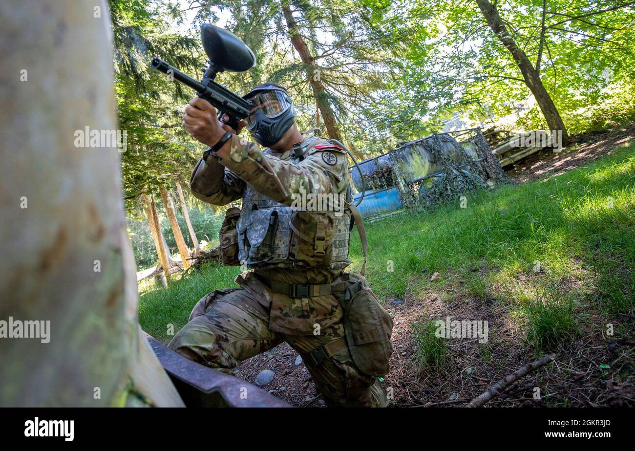 Spc. Jarrett Rodriguez , from Desmond Doss Army Health Clinic, engages ...