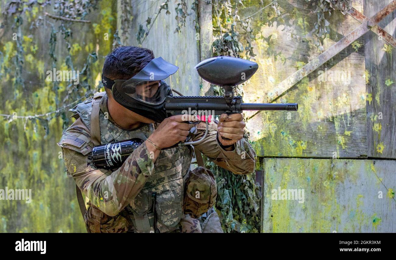 Spc. Jarrett Rodriguez , from Desmond Doss Army Health Clinic, engages ...