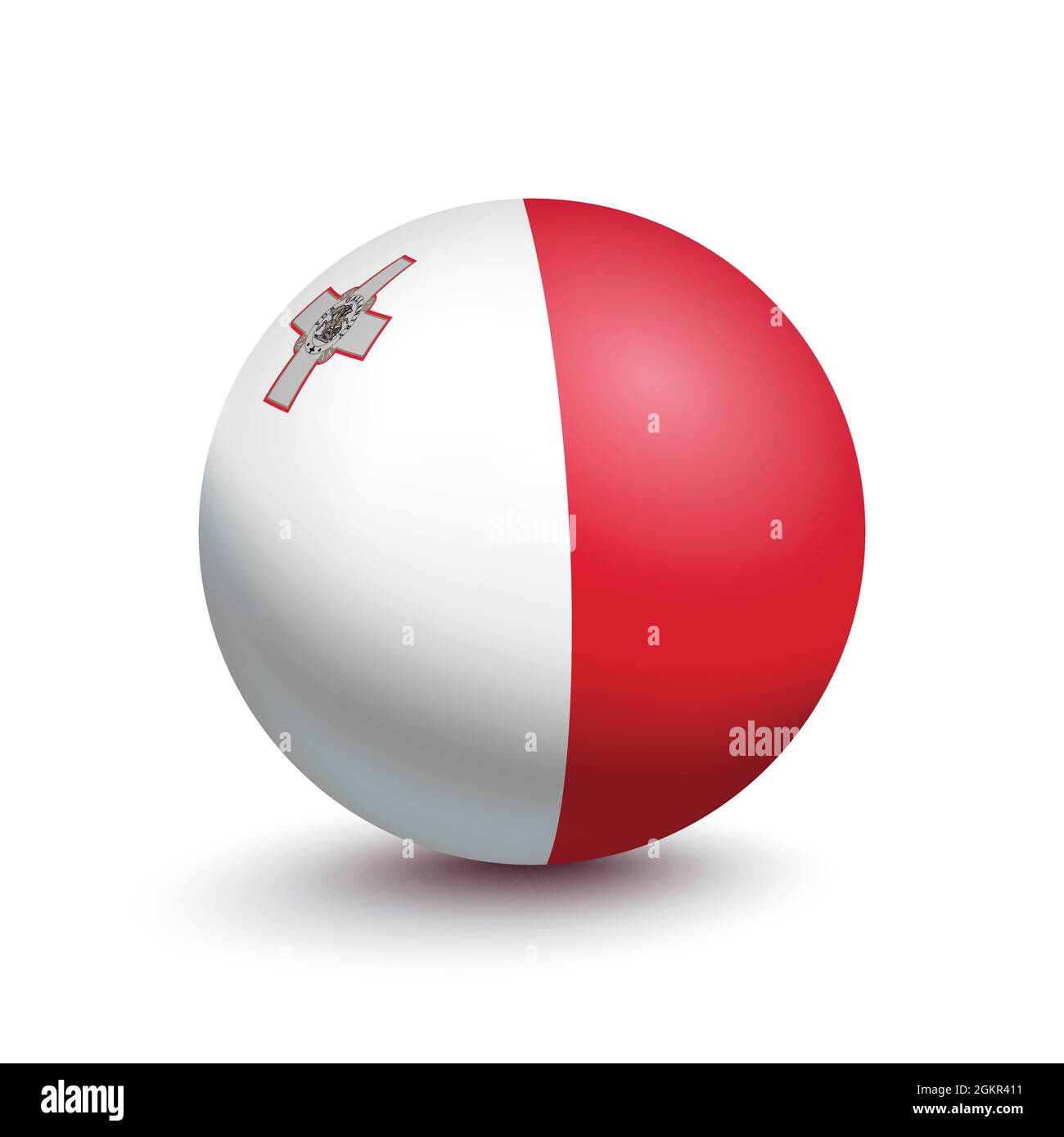 Flag of Malta in the form of a ball isolated on white background ...