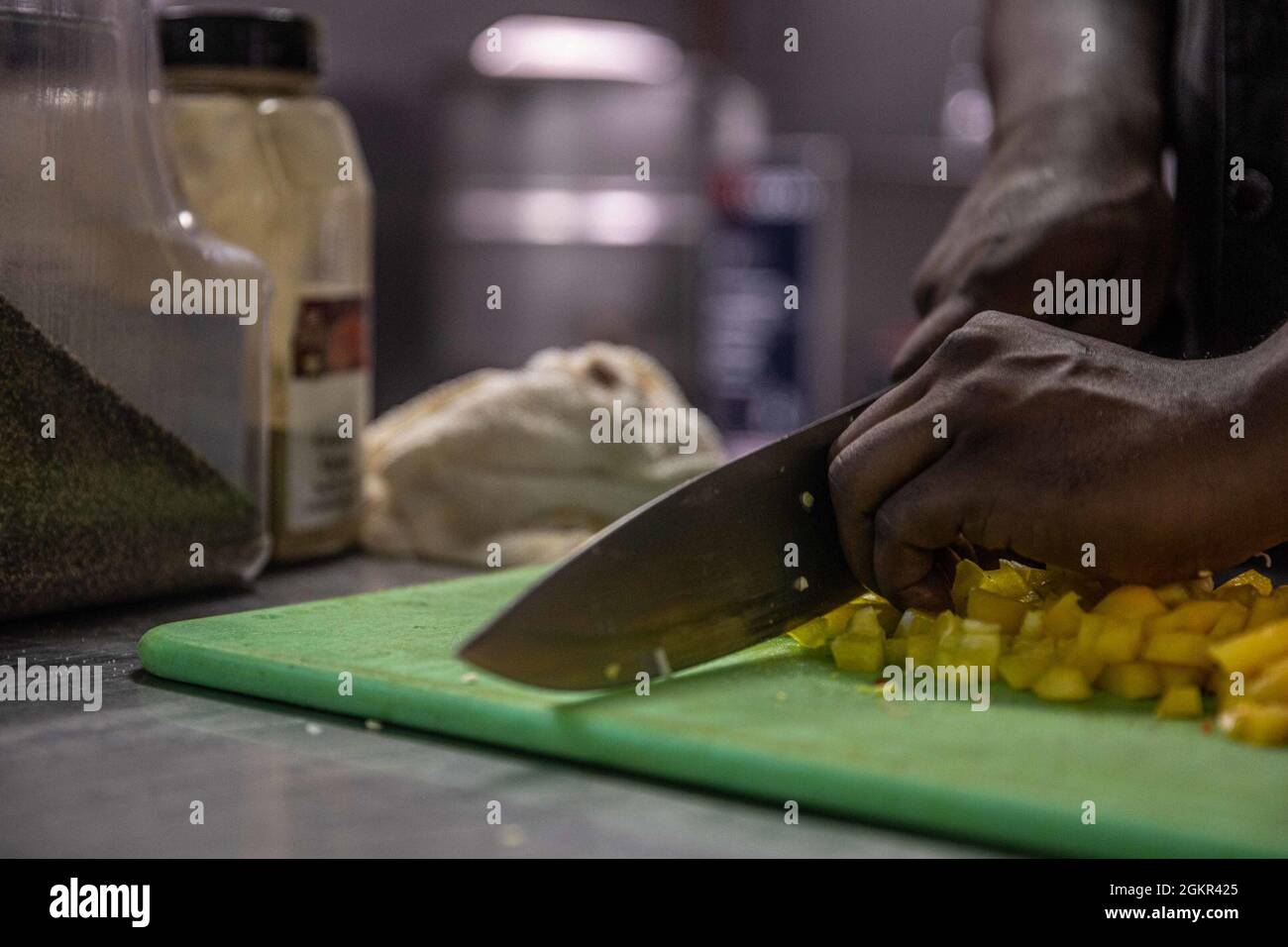 210617-N-XU073-1113 SOUTH CHINA SEA (June 17, 2021) – Culinary Specialist 3rd Class Curtis Lynch ...