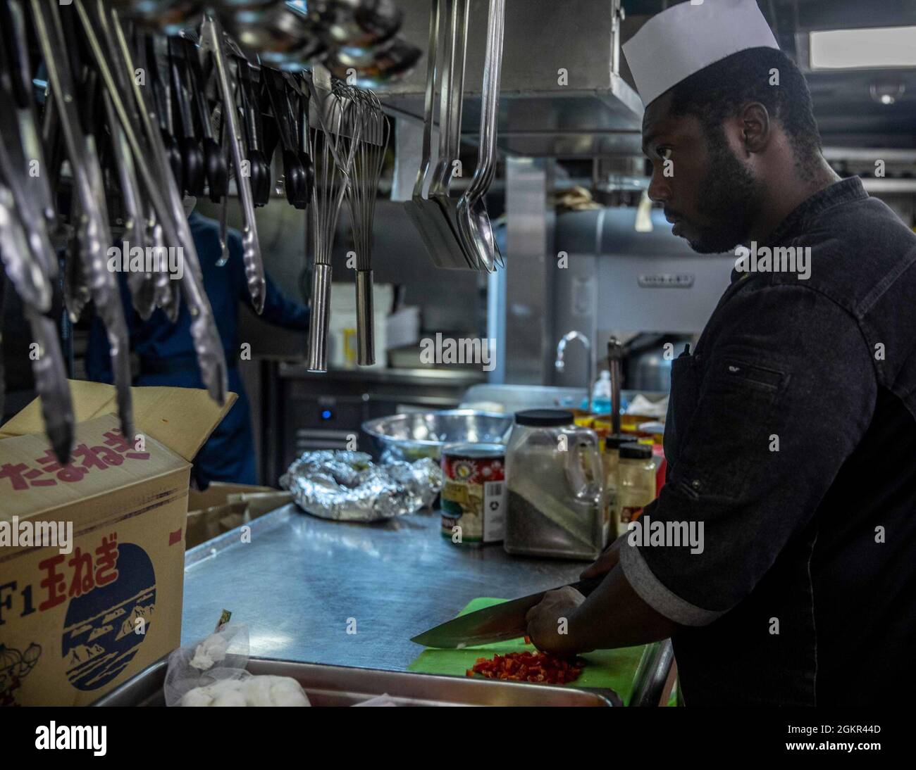 210617-N-XU073-1042 SOUTH CHINA SEA (June 17, 2021) – Culinary Specialist 3rd Class Curtis Lynch ...