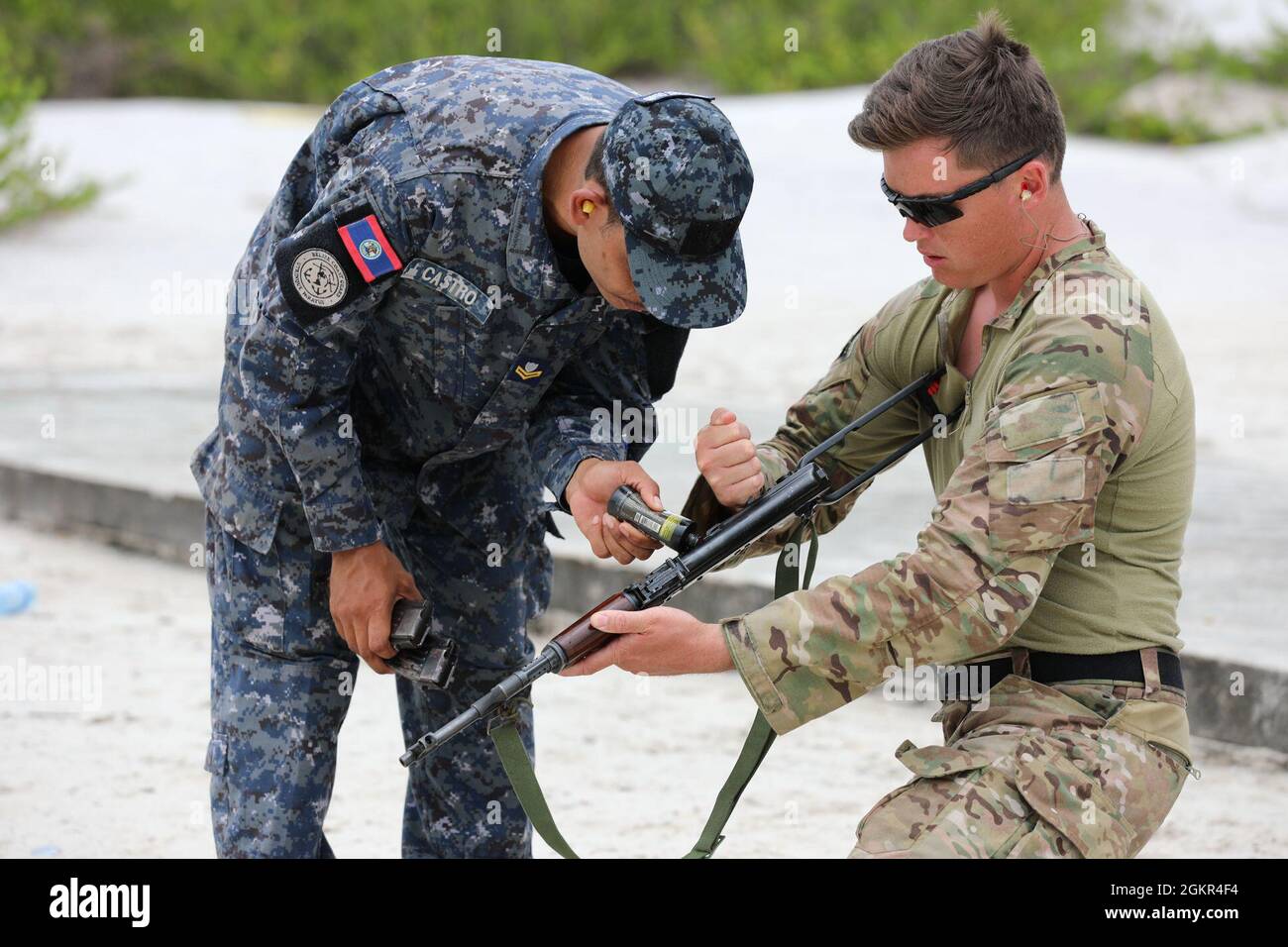 Petty Officer 2nd Class Jermaine Castro, Belize Coast Guard, performs ...