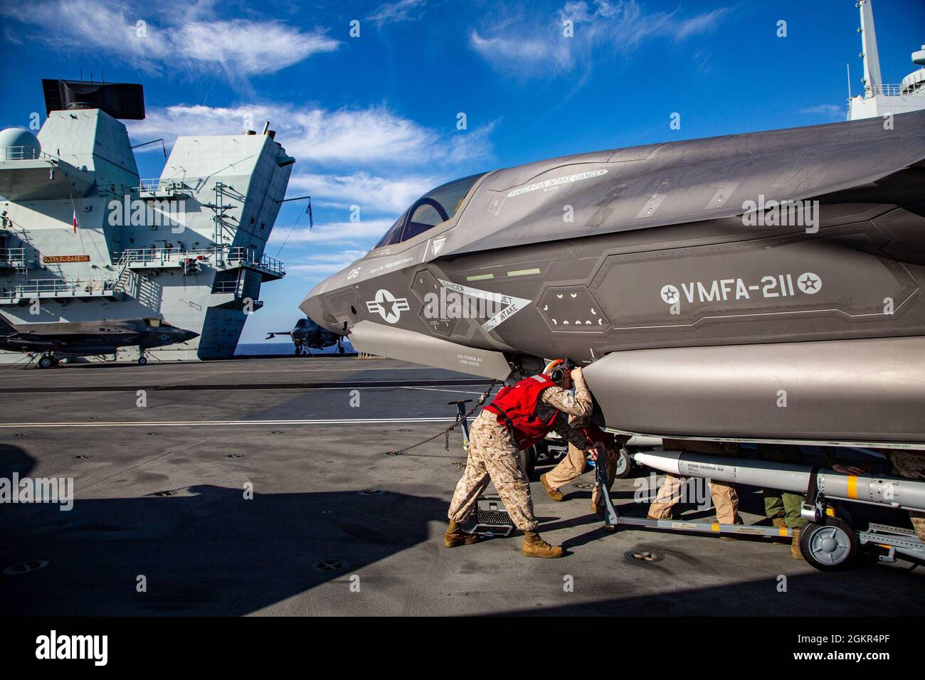 U.S. Marines with Marine Fighter Attack Squadron (VMFA) 211, Carrier ...
