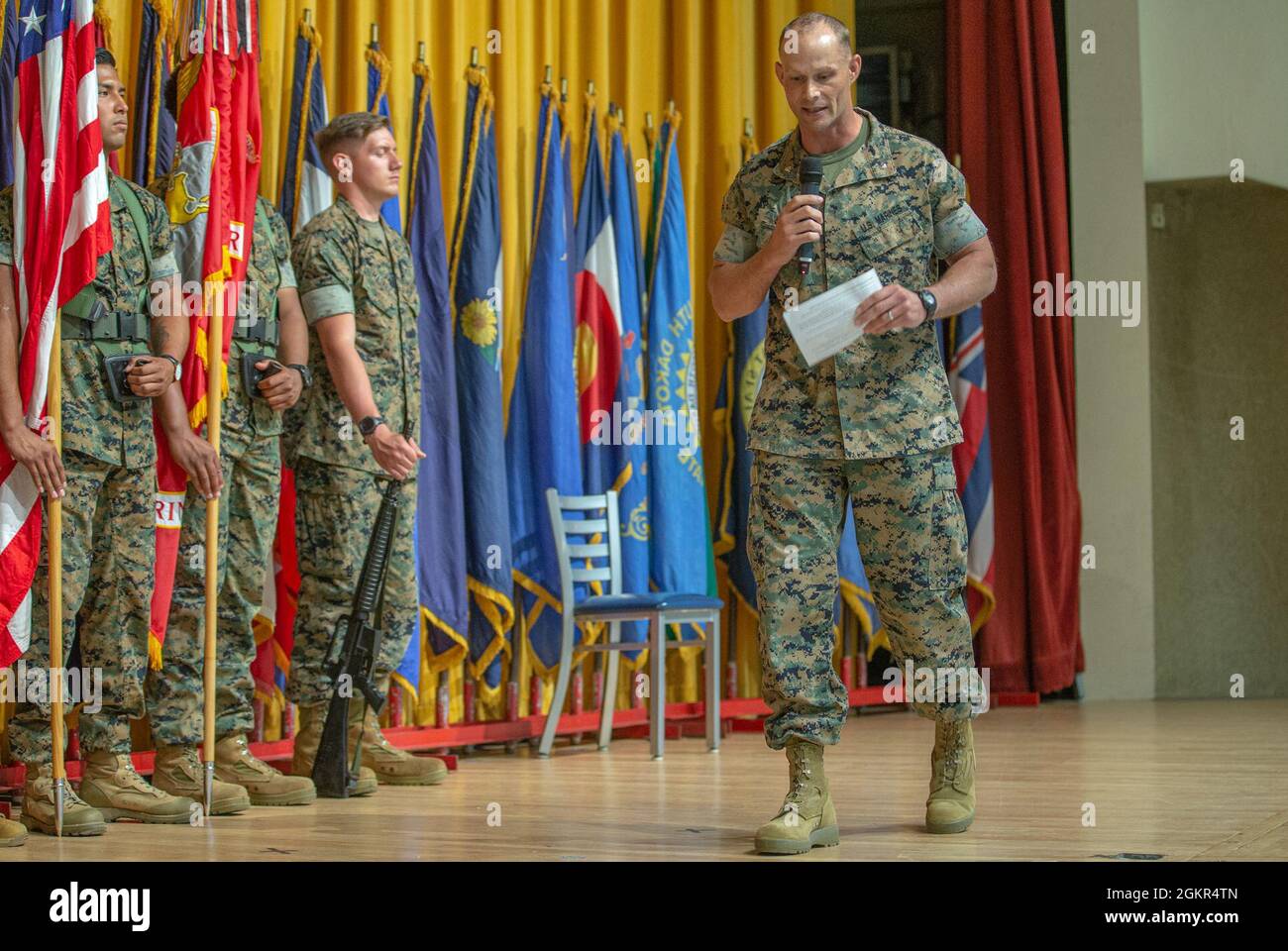 U.S. Marine Corps Lt. Col. Justin Sanders, the outgoing commanding ...