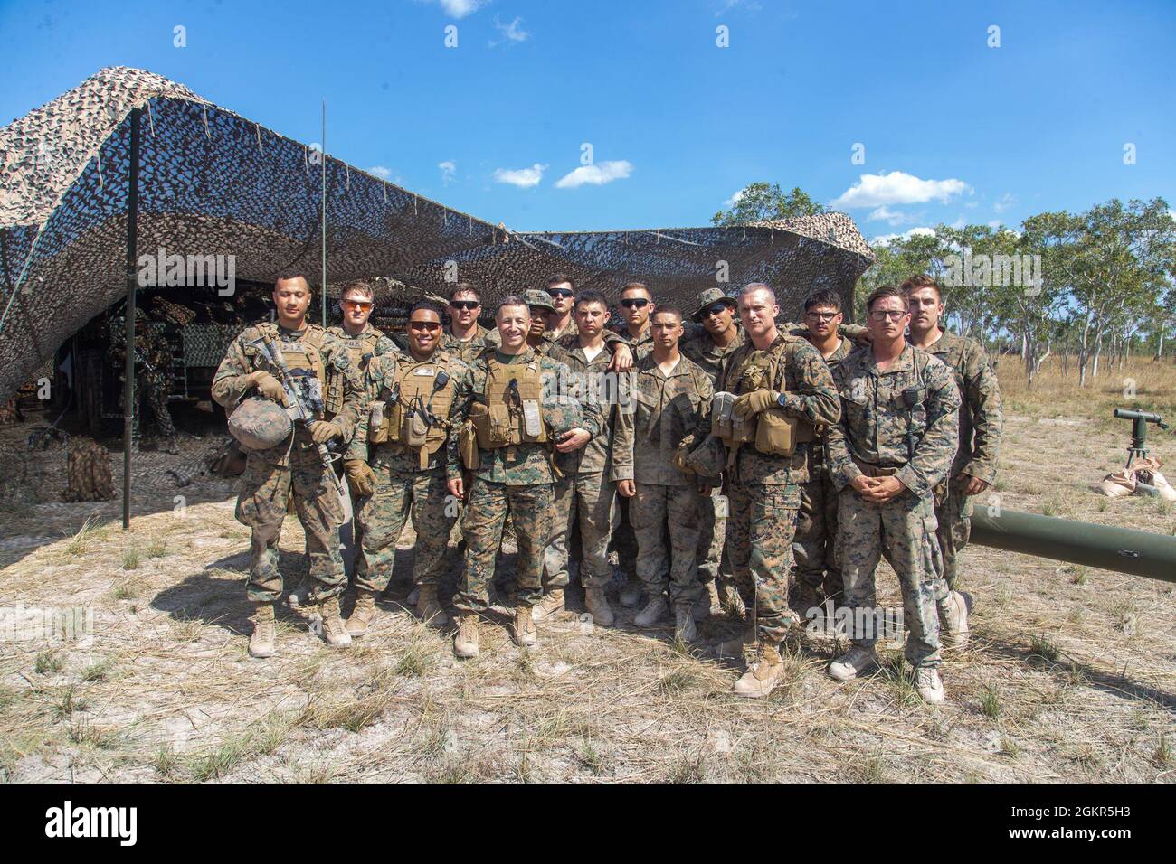 U.S. Marine Corps Col. David Banning, front mid-left, commanding ...